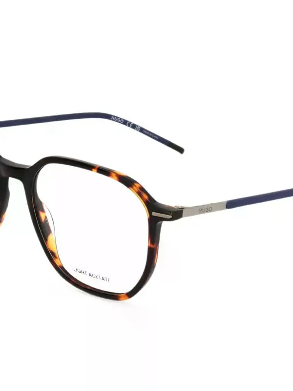 Hugo Tortoiseshell-effect Geometric-frame Glasses