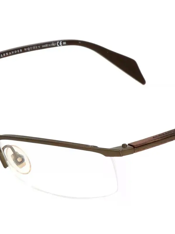 Alexander McQueen Rectangle Frame Glasses - Brown