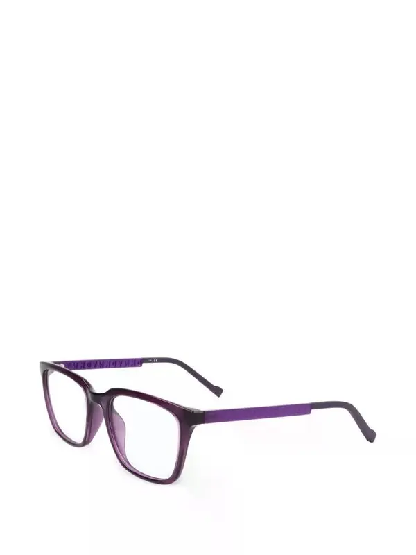 Dkny Logo-embossed Rectangle-frame Glasses - Purple