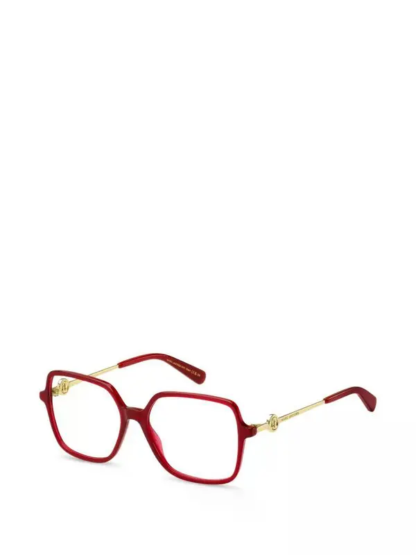 Marc Jacobs Rectangle Frame Eyeglasses With Logo Plaque - Red