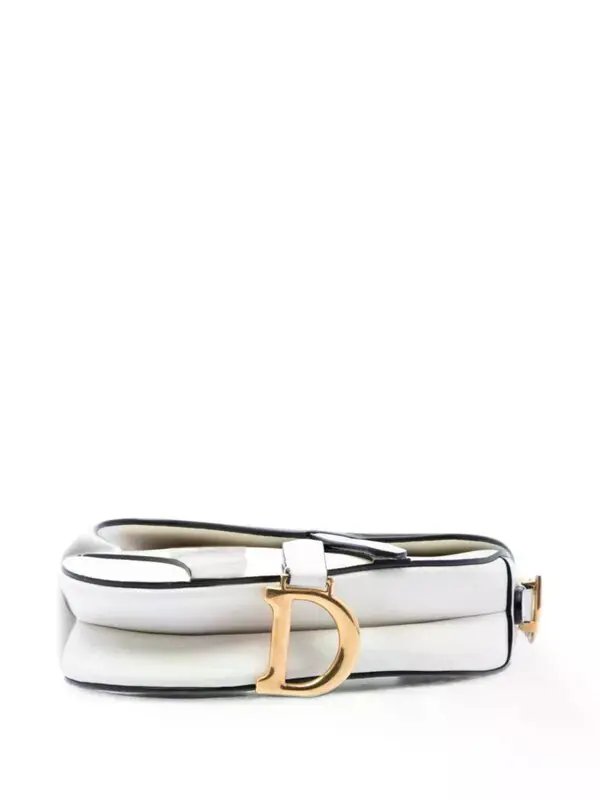Dior 2018 Mini Grained Calfskin Saddle Bag Satchel - White