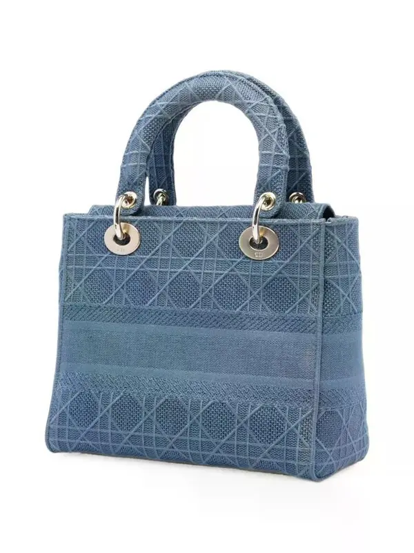 Dior Embroidered Canvas Cannage Lady D Lite Satchel