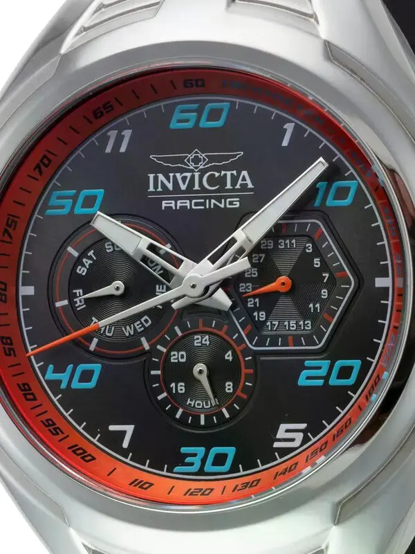 INVICTA Racing 46mm Chronograph Watch With Stainless Steel Case And Silicone Strap - Black