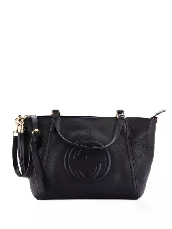 Gucci Soho Convertible Top Handle Bag Leather Small Satchel - Black