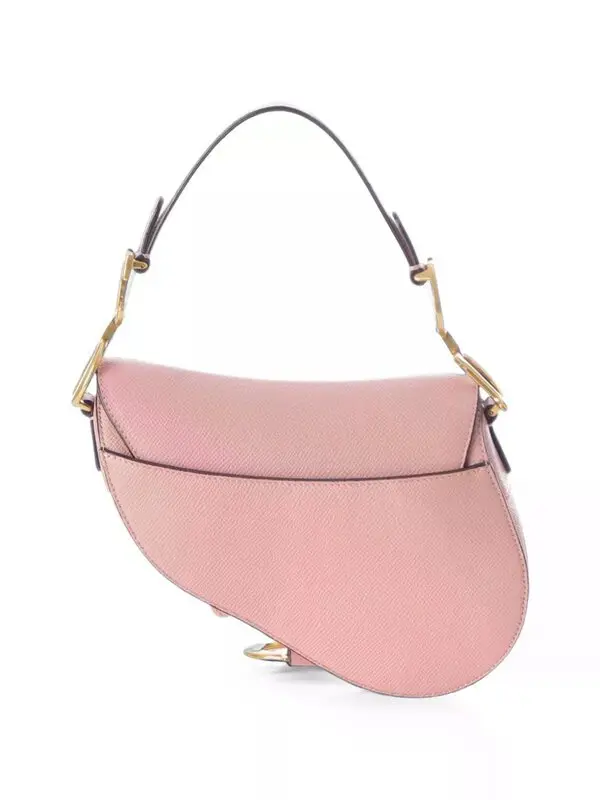 Dior 2018 Mini Grained Calfskin Saddle Bag Satchel - Pink
