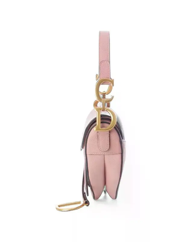 Dior 2018 Mini Grained Calfskin Saddle Bag Satchel - Pink