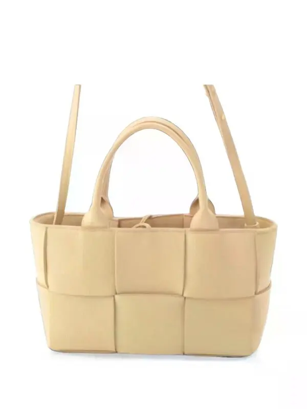 Bottega Veneta Small Lambskin Maxi Intreccio Arco Tote Satchel - Neutrals