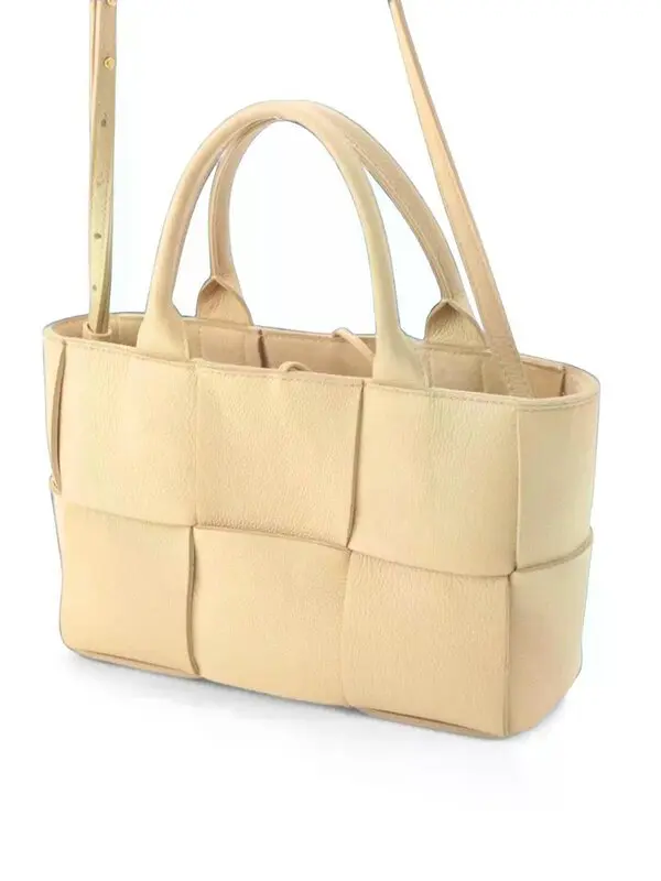 Bottega Veneta Small Lambskin Maxi Intreccio Arco Tote Satchel - Neutrals