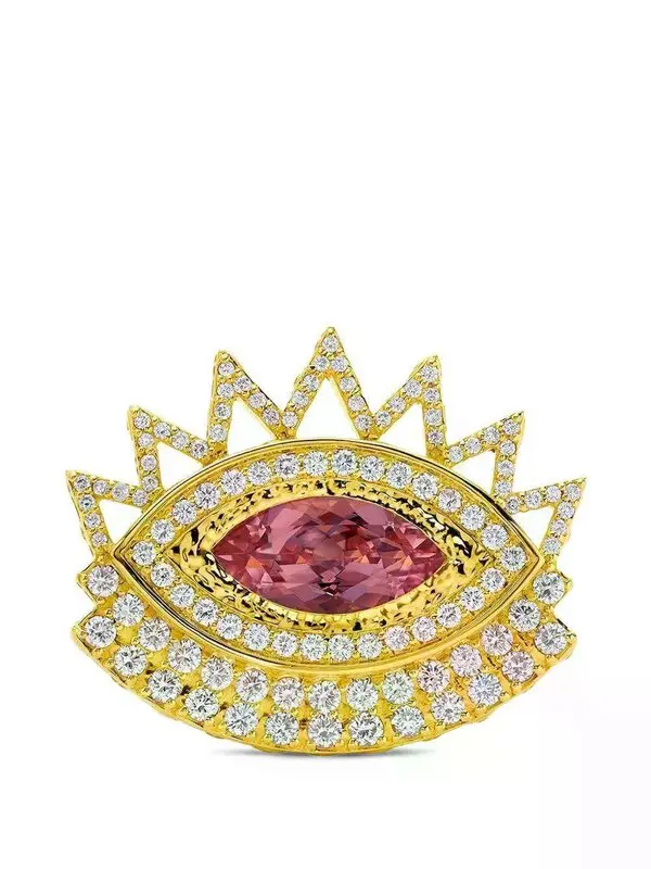 BUDDHA MAMA Morganite And Diamond Evil Eye Ring In 20k Yellow - Gold