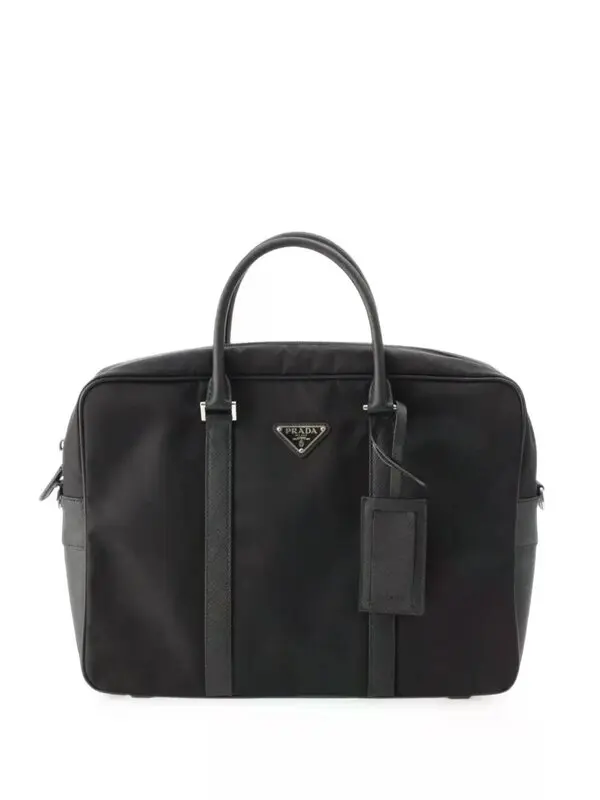 Prada Saffiano Trimmed Tessuto Business Bag