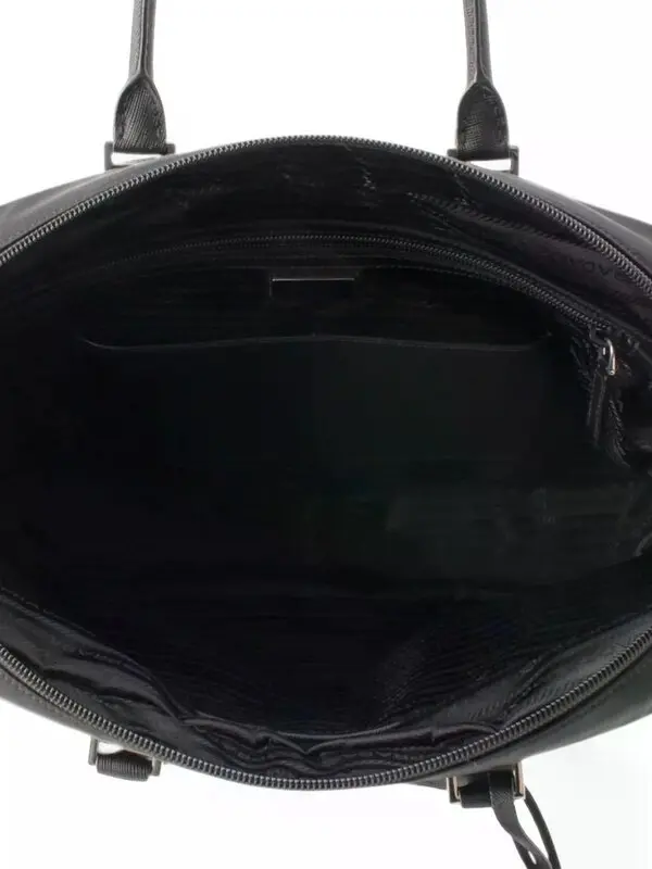 Prada Saffiano Trimmed Tessuto Business Bag