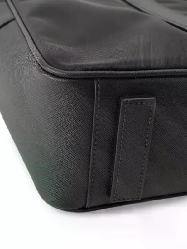 Prada Saffiano Trimmed Tessuto Business Bag