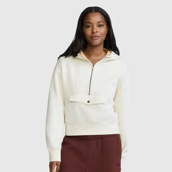 Champion Training Half-zip Fleece Hoodie - Unbleached Cotton