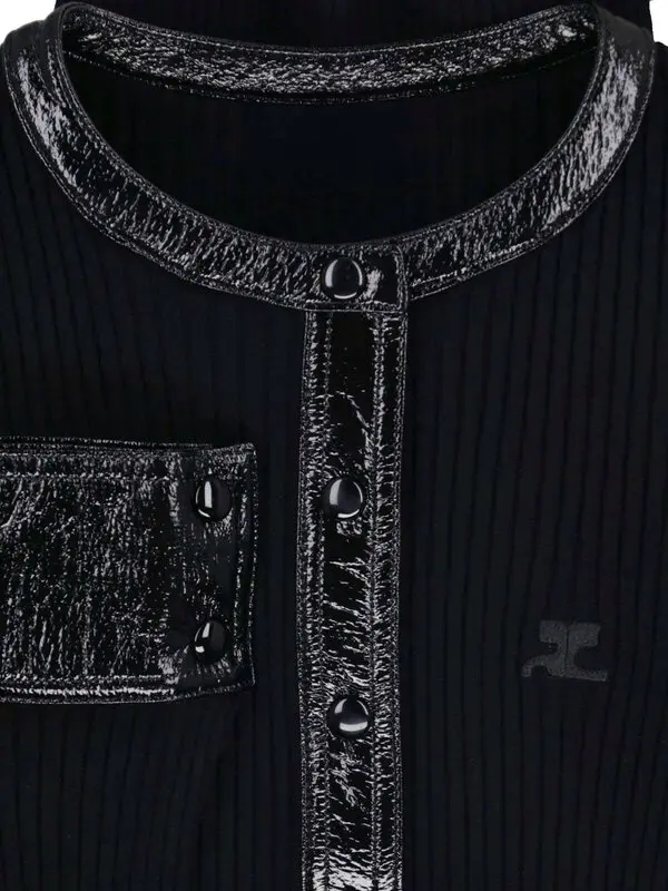 COURREGES Ribbed Cardigan With Vinyl Detailing - Black