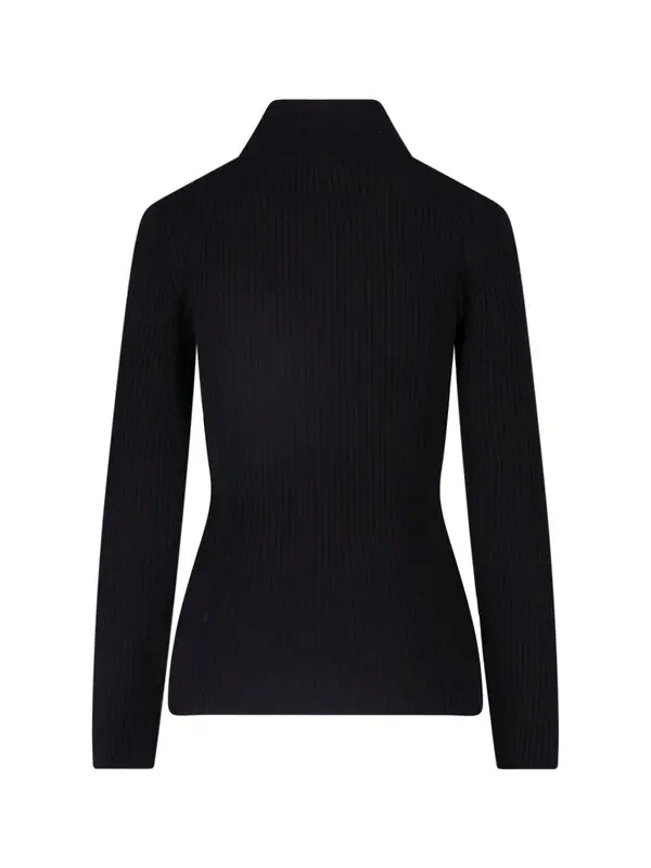 COURREGES Ribbed Cut-out High Neck Sweater - Black