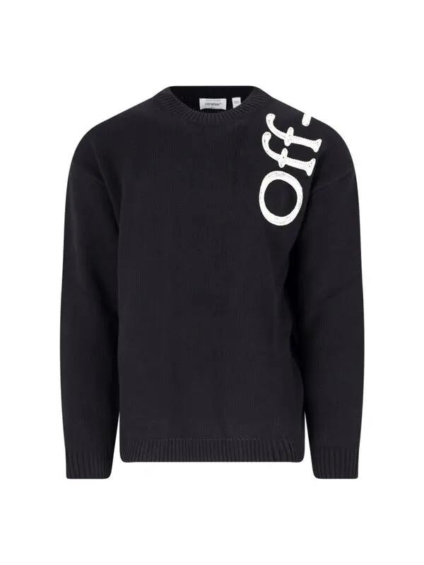 Off-White Bookish" Logo Crew Neck Sweater - Black