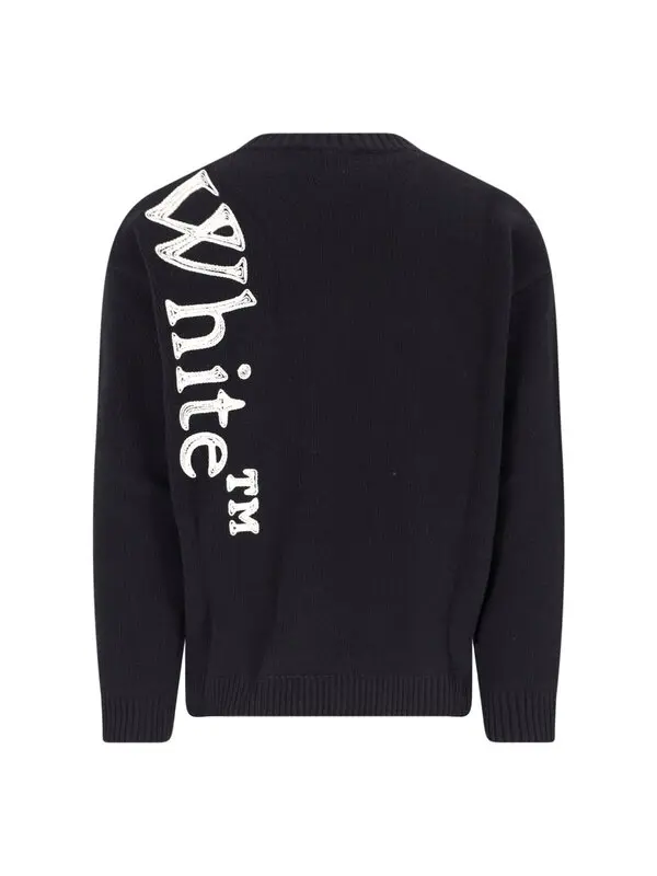 Off-White Bookish" Logo Crew Neck Sweater - Black