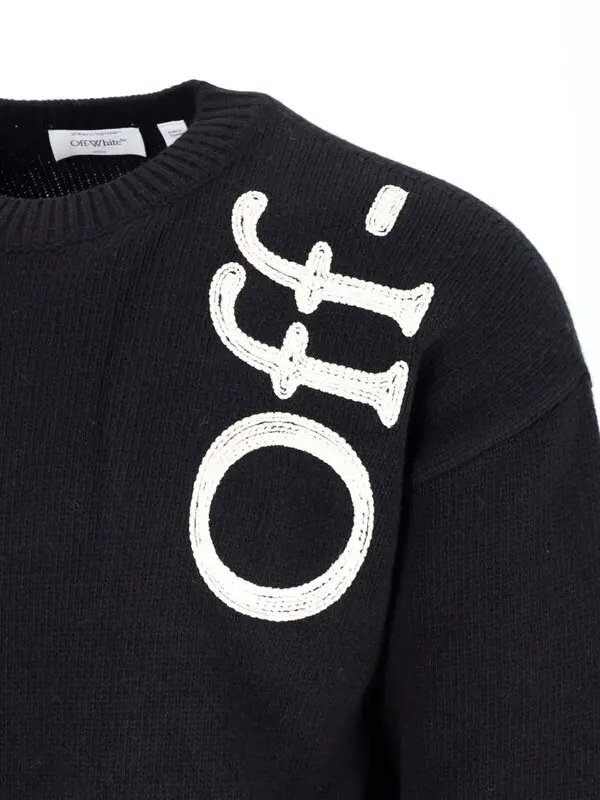Off-White Bookish" Logo Crew Neck Sweater - Black