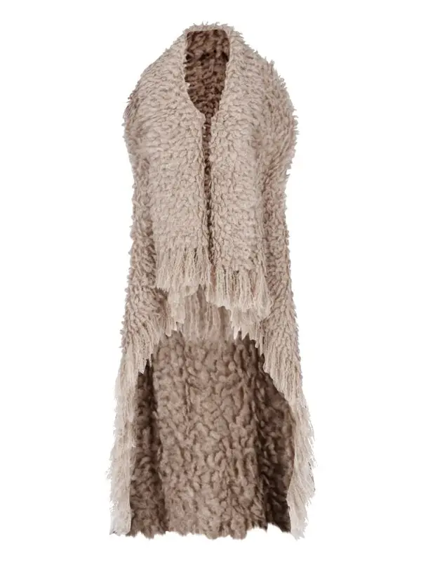 PAMPA THE BRAND Alpaca Wool Cape With Teddy Processing - Beige