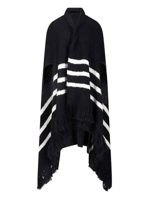 PAMPA THE BRAND Alpaca Wool Cape With Teddy Processing - Black