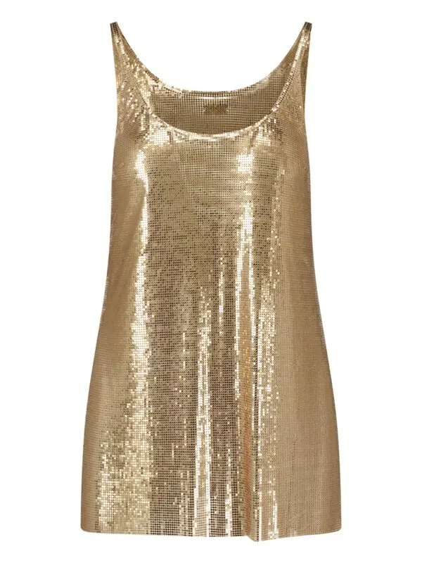 Rabanne Metallic Knit Tank Top - Gold