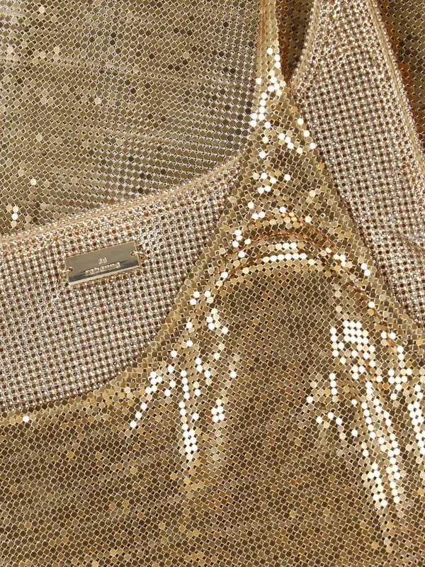 Rabanne Metallic Knit Tank Top - Gold