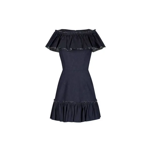 SHIKANZY Camelia Ruffle Dress In Japanese Denim