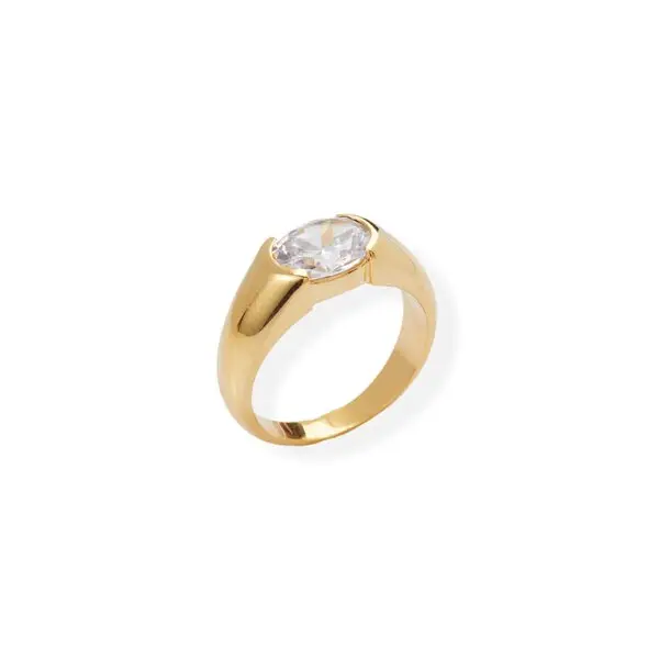 Argento Vivo 18k -plated Brass Oval Cubic Zirconia Ring