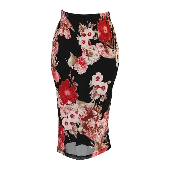 JENNAFER GRACE Black / Pink Lucy Pencil Skirt In Sunset Blvd - Black/pink