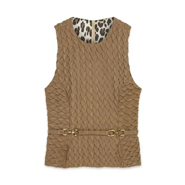 AMANDA THOMPSON COUTURE Marlo Waistcoat In Sand Pinstripe