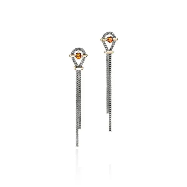 JOHNHARDY Icon Drop Earrings, Gold Orange Citrine
