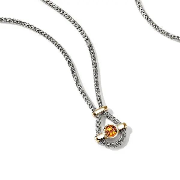 JOHNHARDY Icon Necklace, Gold Orange Citrine 1.8mm