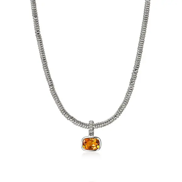 JOHNHARDY Heishi Gem Charm Orange Citrine Diamonds