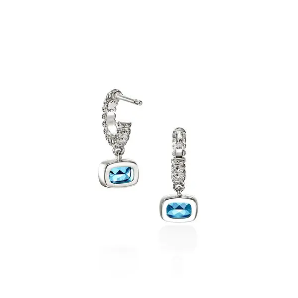 JOHNHARDY Heishi Gem Earrings Swiss Blue Topaz