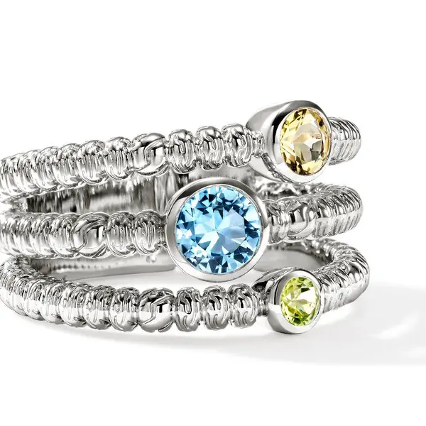 JOHNHARDY Heishi Gem Ring With Swiss Blue Topaz And Lemon Quartz