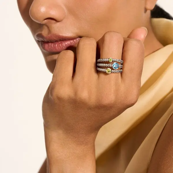 JOHNHARDY Heishi Gem Ring With Swiss Blue Topaz And Lemon Quartz