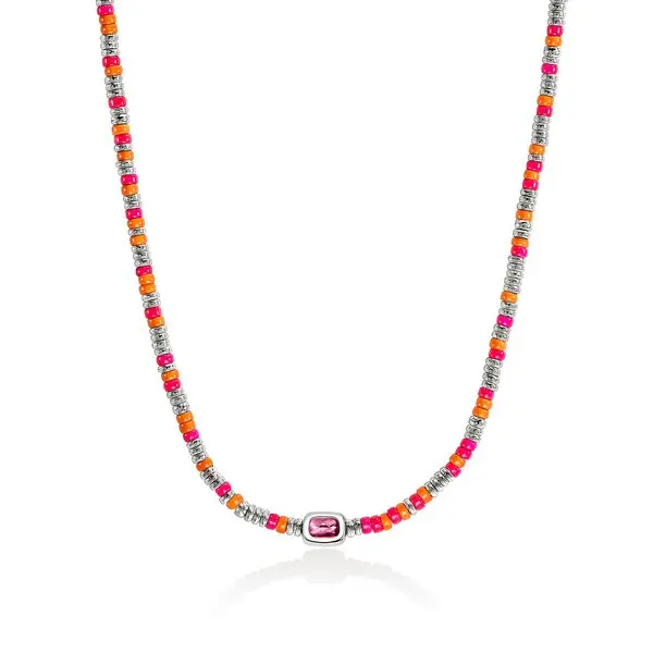 JOHNHARDY Heishi Gem Necklace Rhodolite, 2.5mm