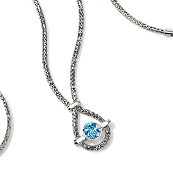 JOHNHARDY Icon Necklace Swiss Blue Topaz, 2.5mm