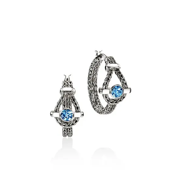 JOHNHARDY Hoop Earrings With Swiss Blue Topaz