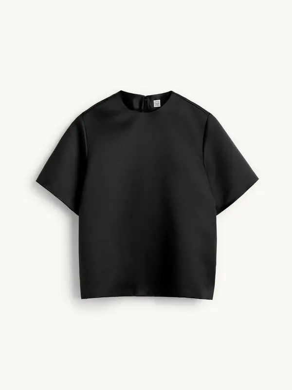TOTEME Duchess Satin Top With Crewneck And Elbow-length Sleeves