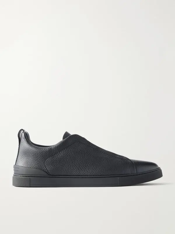 Zegna Full-grain Leather Slip-on Sneakers