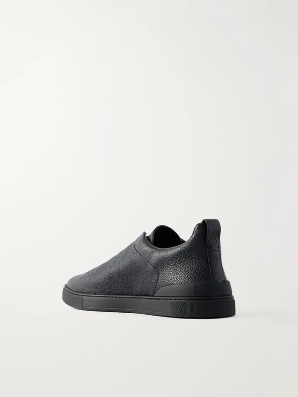 Zegna Full-grain Leather Slip-on Sneakers