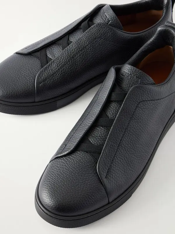 Zegna Full-grain Leather Slip-on Sneakers