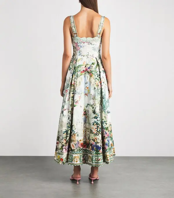 Camilla Stretch-cotton Art For The Empress Flared Midi Dress