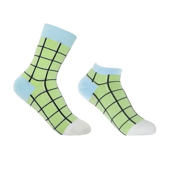 PEPER HAROW - MADE IN ENGLAND Grid Lime Luxury Crew & Trainer Women’s Socks Bundle