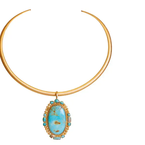 CHRISTINA GREENE Gold / Southwestern Pendant In Turquoise - Gold/blue