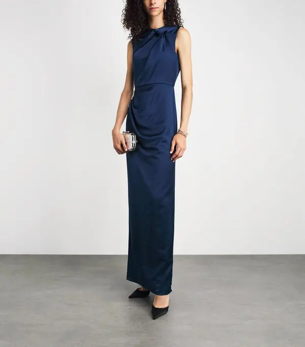 Erdem Embroidered Satin Pencil Gown