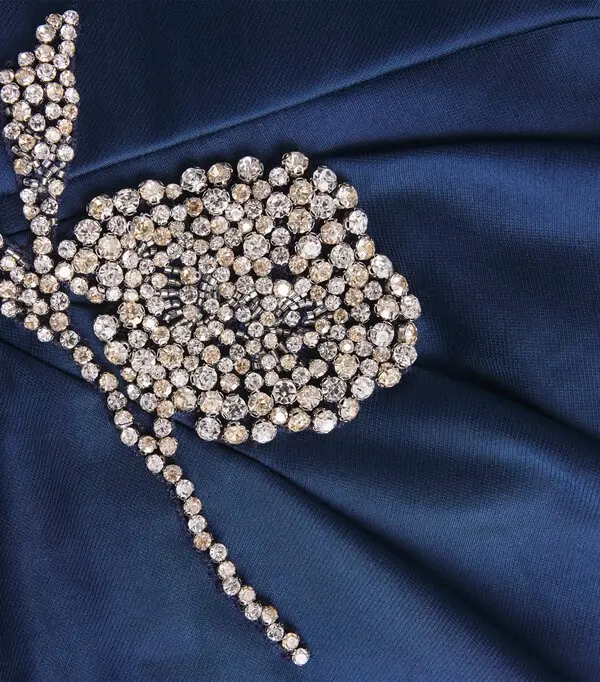 Erdem Embroidered Satin Pencil Gown