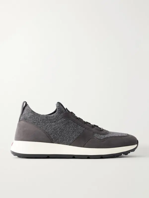 TOD'S Suede-trimmed Wool-knit Sneakers