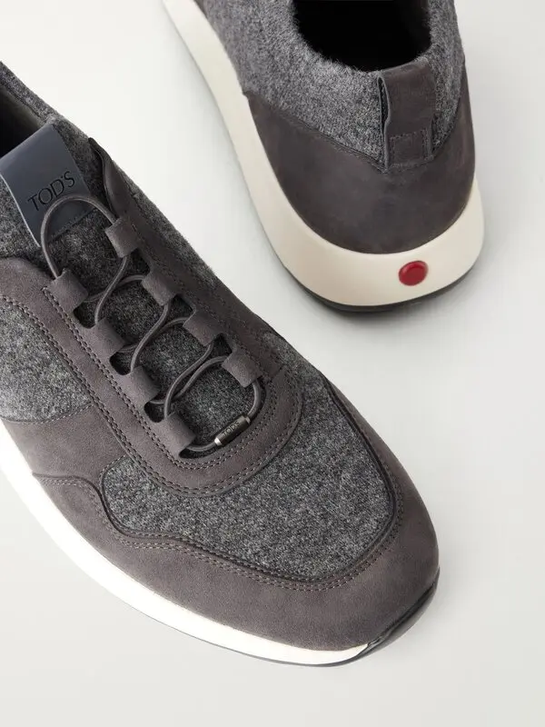TOD'S Suede-trimmed Wool-knit Sneakers